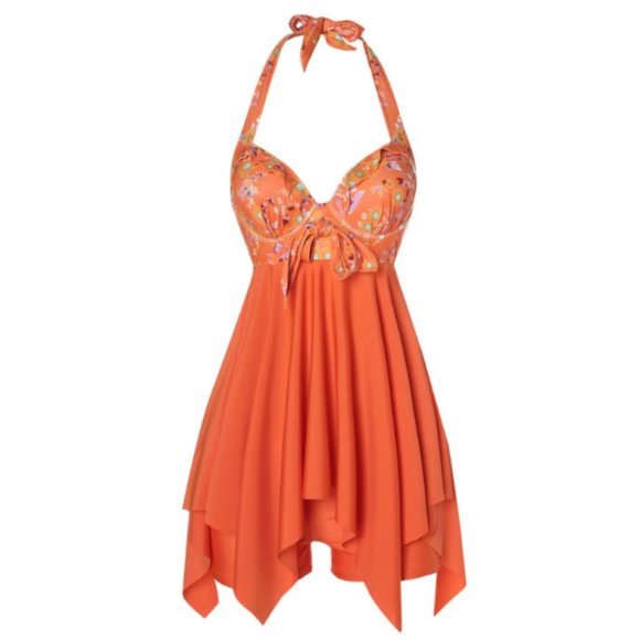 Dresslily | Swim | Daisy Printed Empire Waist Handkerchief Tankini ...